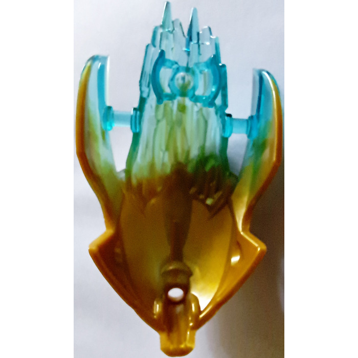 LEGO Pearl Gold Bionicle Mask with Transparent Light Blue Back (24162 ...