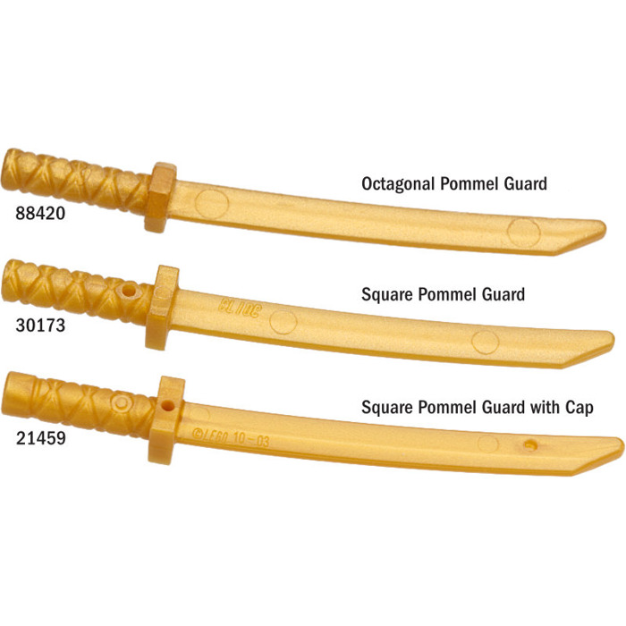 LEGO Pearl Gold Katana with Square Guard and Uncapped Pommel (30173 ...