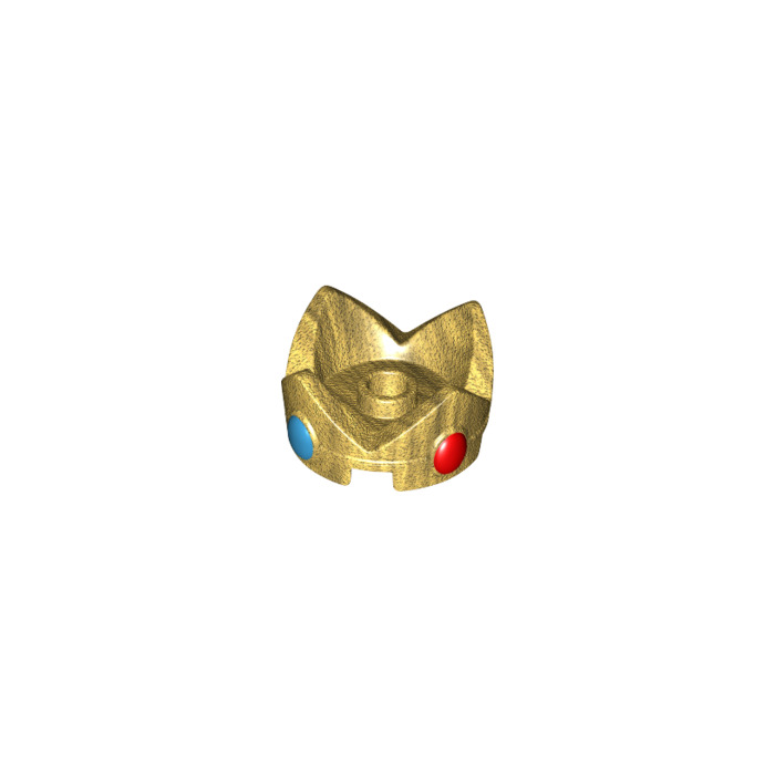 LEGO Pearl Gold Large Crown with Red and Dark Azure Jewels (1761 ...