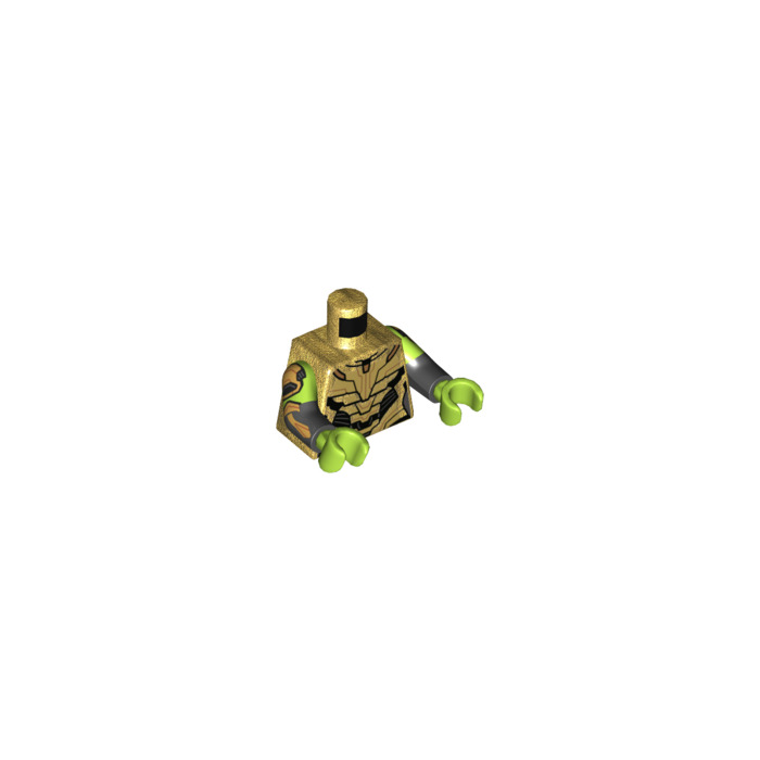 LEGO Pearl Gold Minifig Torso with Gold, Black and Lime Armor (973 ...