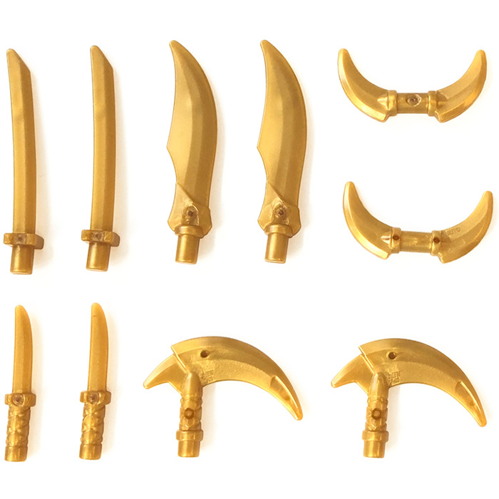 LEGO Pearl Gold Ninjago Weapon Pack with Hooks, Knives and Swords ...