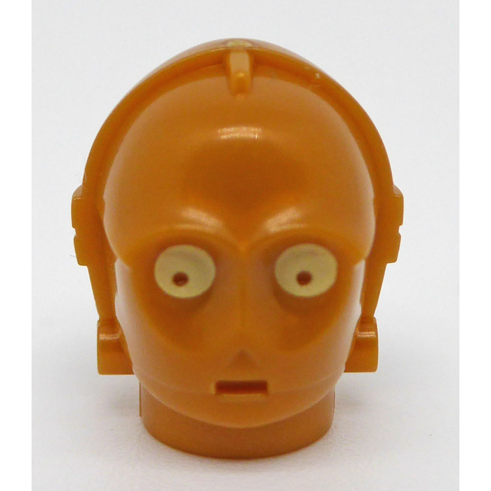 LEGO Pearl Gold Protocol Droid Head with Bright Light Yellow Eyes ...