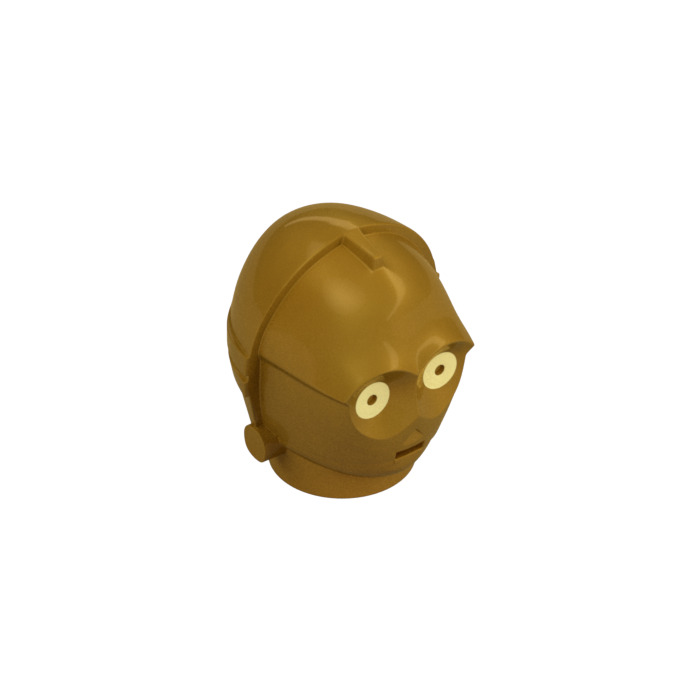LEGO Pearl Gold Protocol Droid Head with Bright Light Yellow Eyes ...