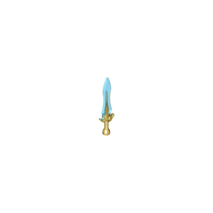 LEGO Pearl Gold Sword with Stud with Transparent Dark Blue Blade (1996 ...