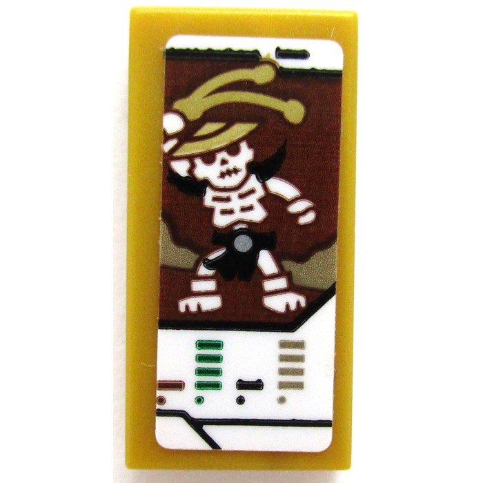 LEGO Pearl Gold Tile 1 x 2 with Wyplash Character Card Sticker with ...