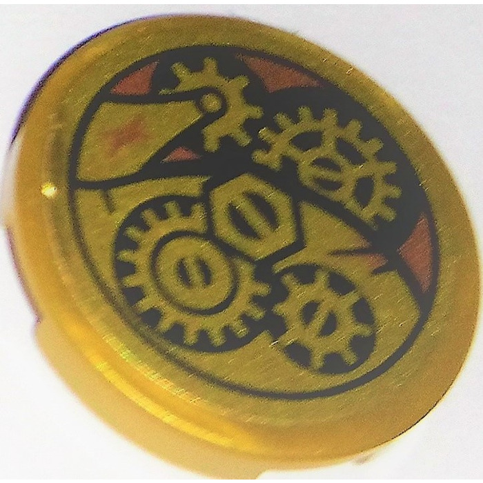 LEGO Pearl Gold Tile 2 x 2 Round with Golden Cog Wheels From Set 70754 ...