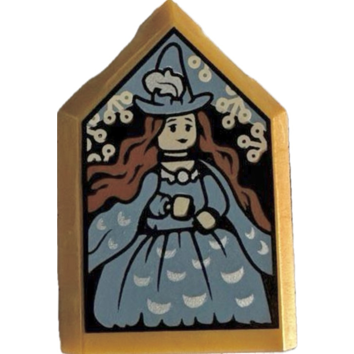 LEGO Pearl Gold Tile 2 x 3 Pentagonal with Damara Dodderidge Portrait ...