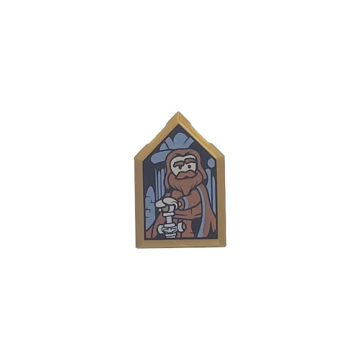 LEGO Pearl Gold Tile 2 x 3 Pentagonal with Godric Gryffindor Portrait ...