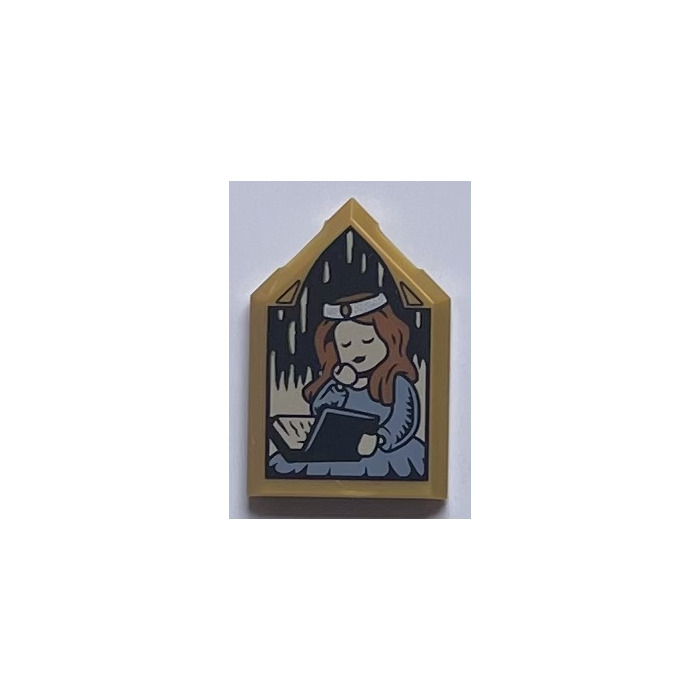 LEGO Pearl Gold Tile 2 x 3 Pentagonal with Sleeping Witch Portrait ...