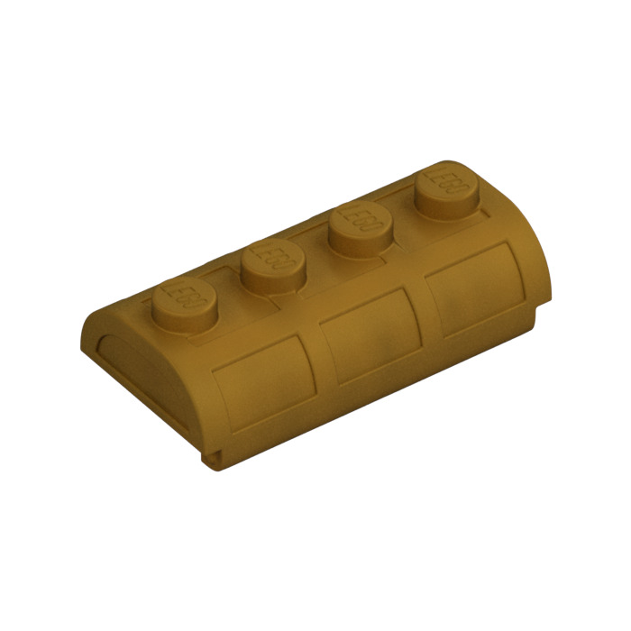 LEGO Pearl Gold Treasure Chest Lid 2 x 4 Curved with Thick Hinge (4739 ...