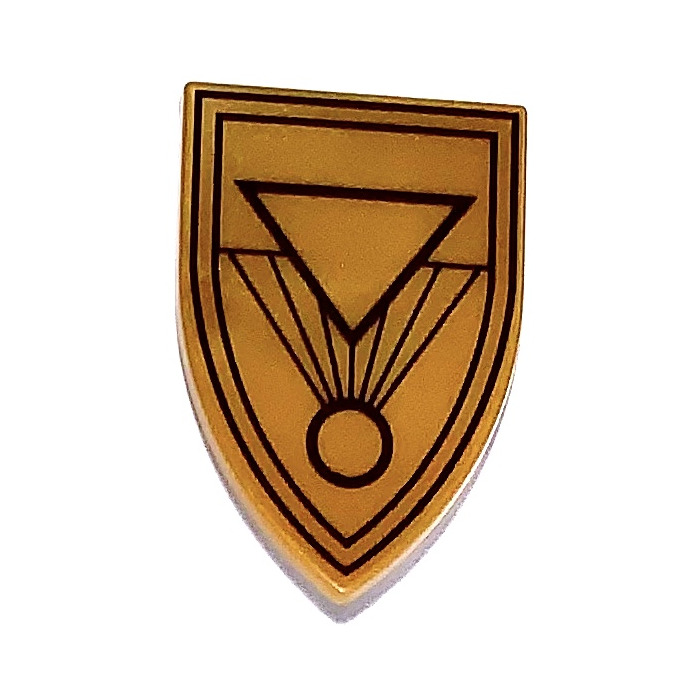 LEGO Pearl Gold Triangular Shield (Long) with Egyptian-style Circle and ...