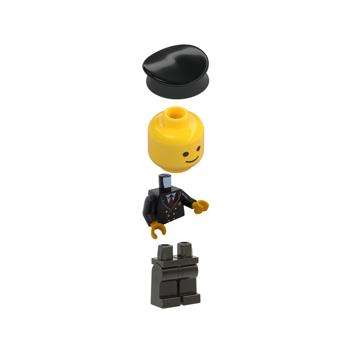LEGO Pilot in Uniform with Black Hat and Pin on Chest Minifigure ...
