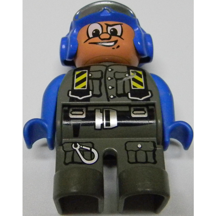LEGO Pilot with Gray Jumpsuit and Blue Helmet Duplo Figure | Brick Owl ...