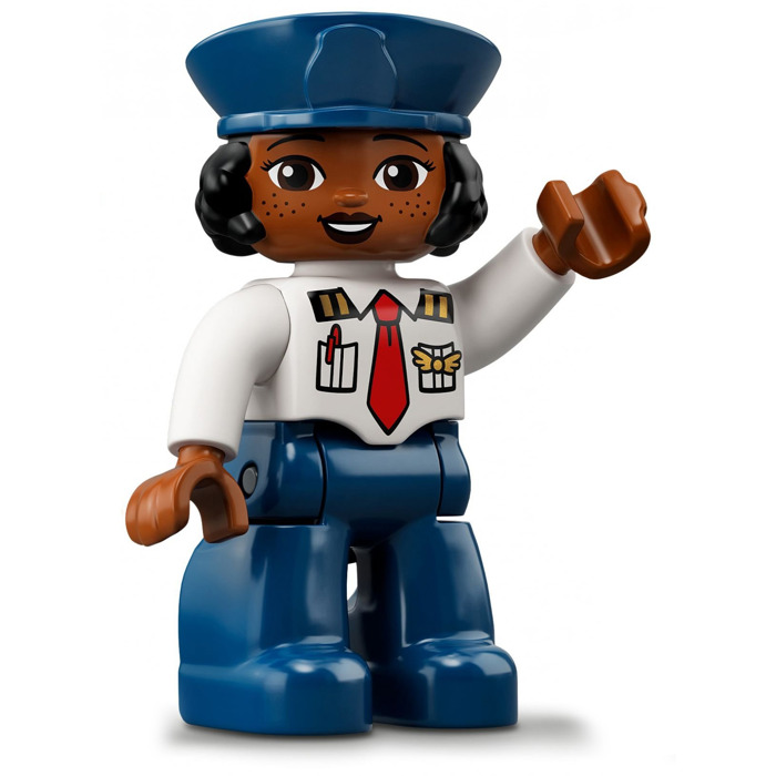 LEGO Pilot with White Shirt and Dark Blue Hat Duplo Figure | Brick Owl ...
