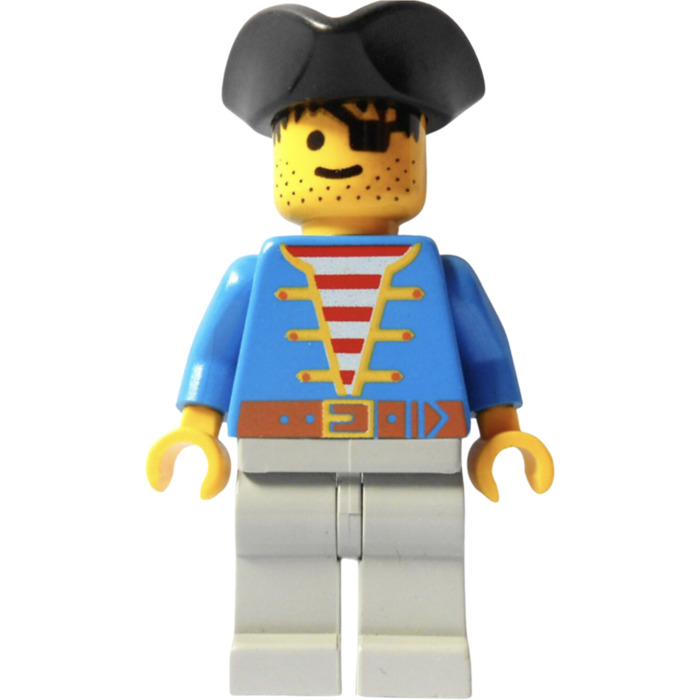 LEGO Pirate with Blue Jacket and Triangular Hat and Eyepatch Minifigure ...