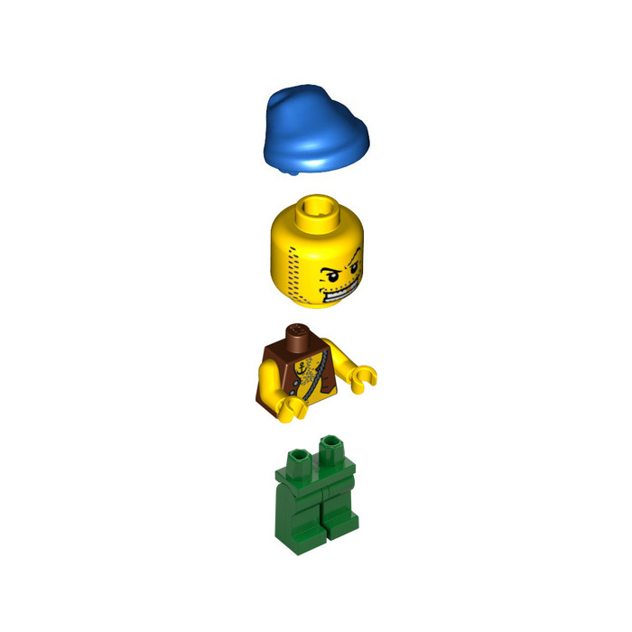 LEGO Pirate with Brown Vest and Anchor Tattoo and Gold Tooth Minifigure ...