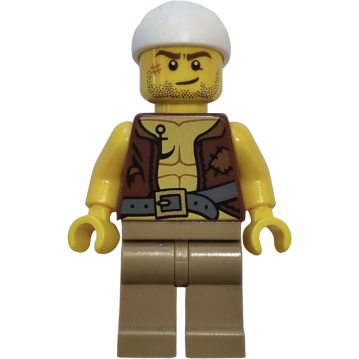 LEGO Pirate with Open Vest, White Bandana and Anchor Tattoo Minifigure ...