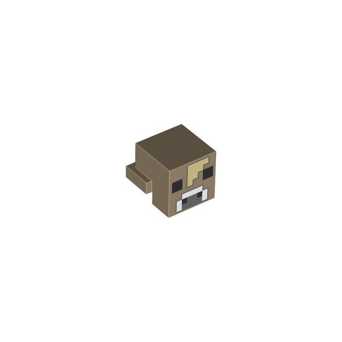LEGO Pixelated Minecraft Animal Head with Mooshroom Face with Tan Patch ...