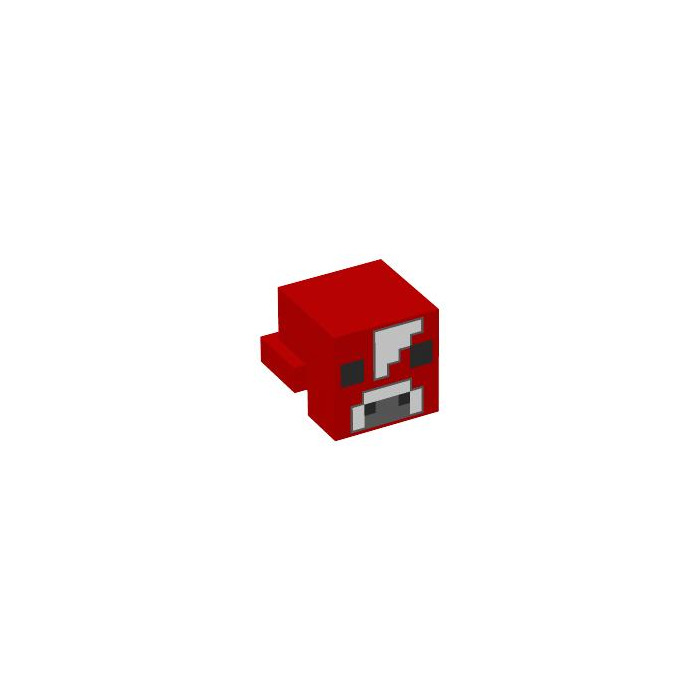 LEGO Pixelated Minecraft Animal Head with Mooshroom Face with White ...