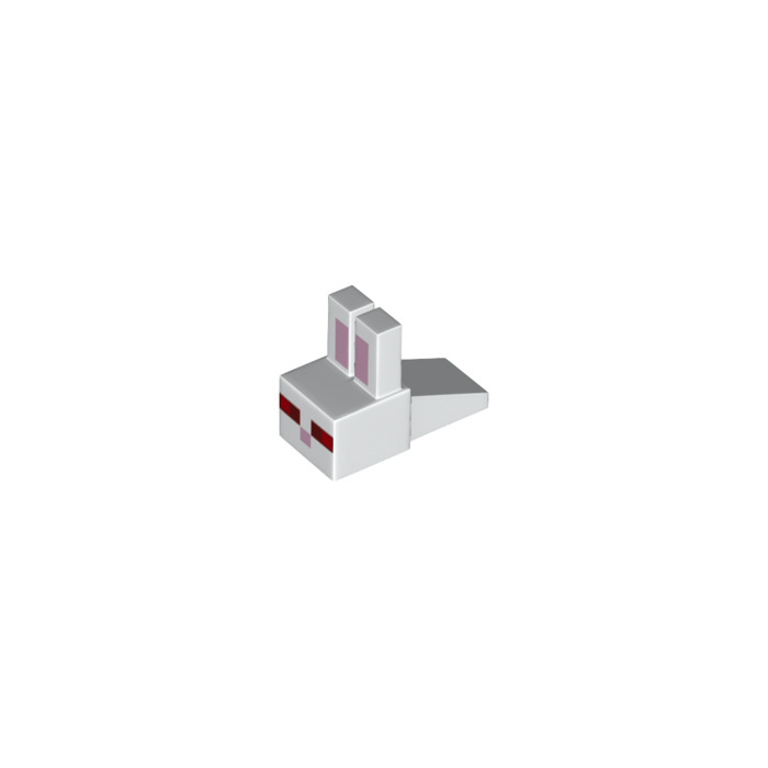 LEGO Pixelated Minecraft Rabbit Head with Bright Pink Auricles and Red ...
