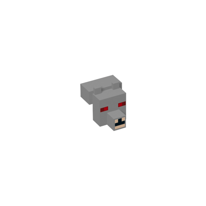 LEGO Pixelated Minecraft Wolf Head with Snout with Angry Wolf Pattern ...