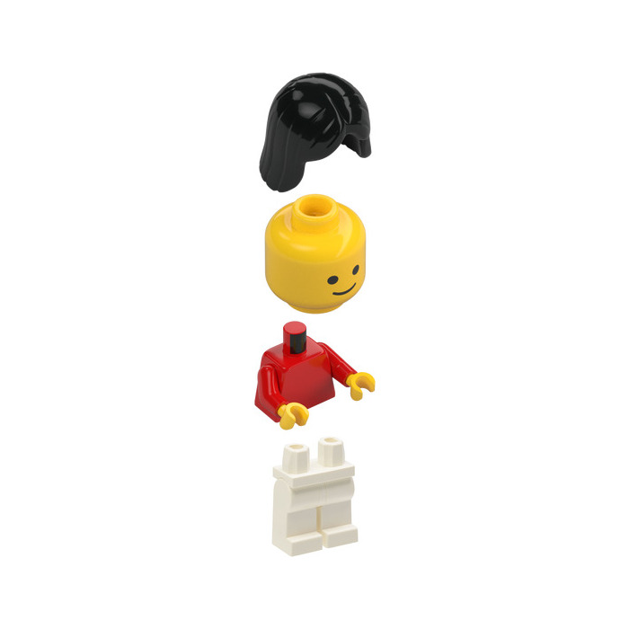LEGO Plain Red Torso, Black Female Hair Minifigure | Brick Owl - LEGO ...