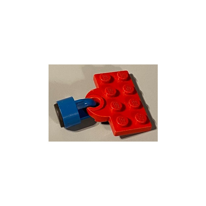 LEGO Plate 2 x 4 with Train Coupler Plate and Blue Magnet (7.5mm Magnet ...
