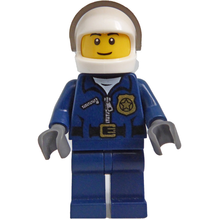 LEGO Police Helicopter Pilot in Uniform with White Helmet Minifigure ...
