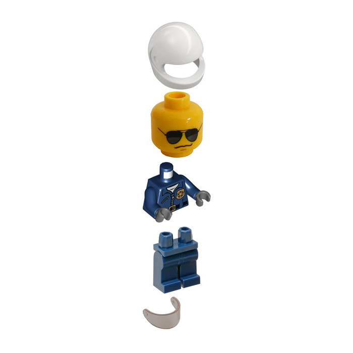 LEGO Police Helicopter Pilot with Badge and Black Belt Minifigure ...