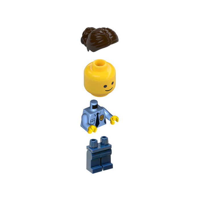 LEGO Police Officer in Blue Uniform with Dark Brown Hair with Bun ...