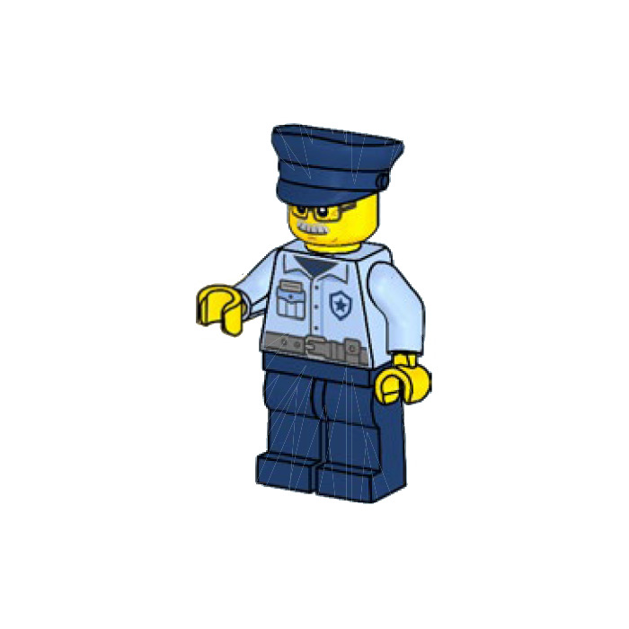 LEGO Police Officer (Male) with Light Blue Shirt and Hat Minifigure ...