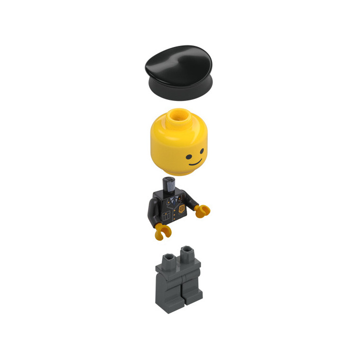 LEGO Police Officer with Badge, Blue Tie and Black Hat Minifigure ...