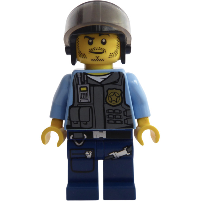LEGO Police Officer with Black Aviator Hat and Stubble Minifigure ...