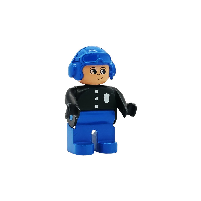 LEGO Policeman with Black Top with Buttons and Blue Aviator Helmet with ...