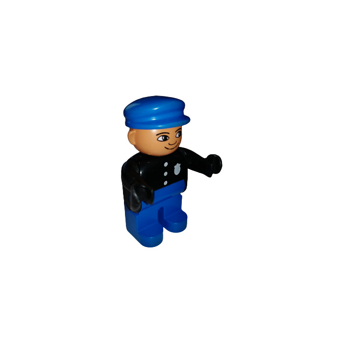LEGO Policeman with Black Top with Buttons and Blue Hat (Turned Down ...
