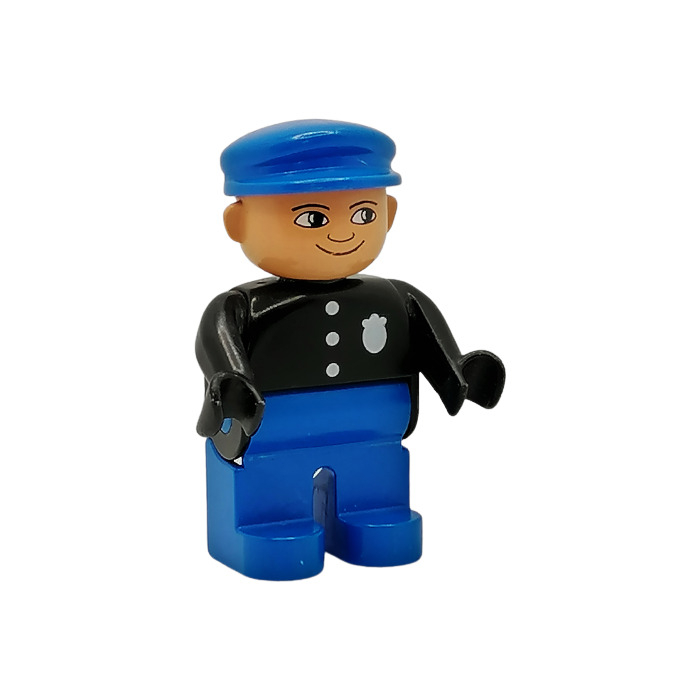 LEGO Policeman with Black Top with Buttons and Blue Hat (Turned Down ...