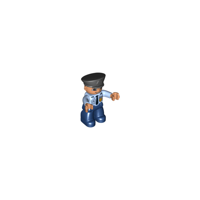 LEGO Policeman with Light Blue Top with Tie and Black Hat Duplo Figure ...