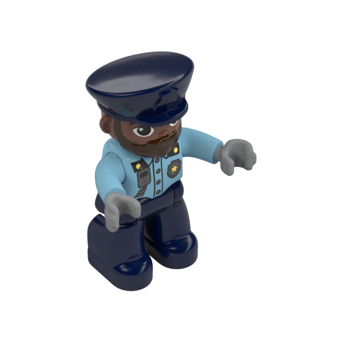 LEGO Policeman with Medium Azure Top and Dark Blue Hat Duplo Figure ...