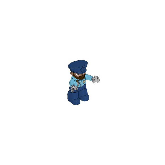 LEGO Policeman with Medium Azure Top and Dark Blue Hat Duplo Figure ...