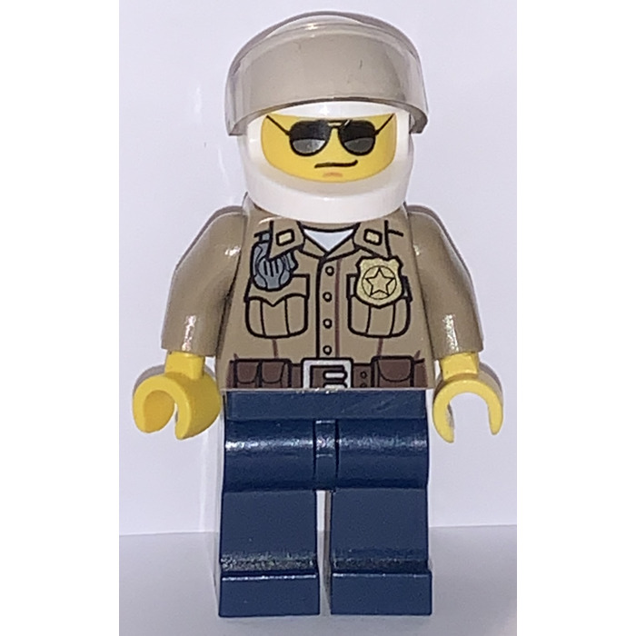 LEGO Policeman with White Helmet and Dark Tan Shirt Minifigure | Brick Owl