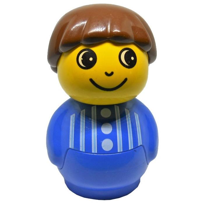 LEGO Primo Boy with Blue Base, Blue Top with vertical white stripes and ...