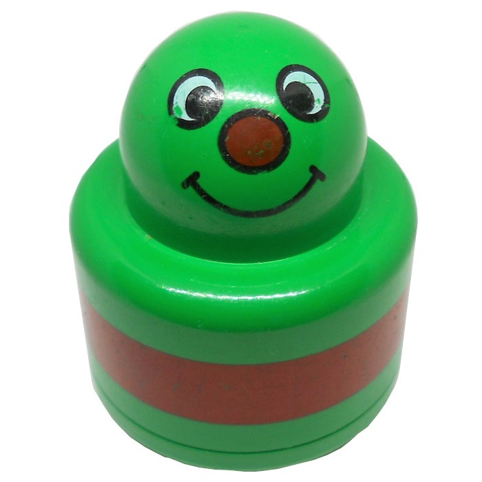 LEGO Primo Brick 1 x 1 Round Rattle with smiling face with dark red ...