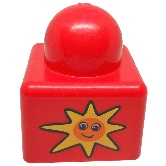 LEGO Primo Brick 1 x 1 with smiling Sun and n° 1 on opposite sides ...