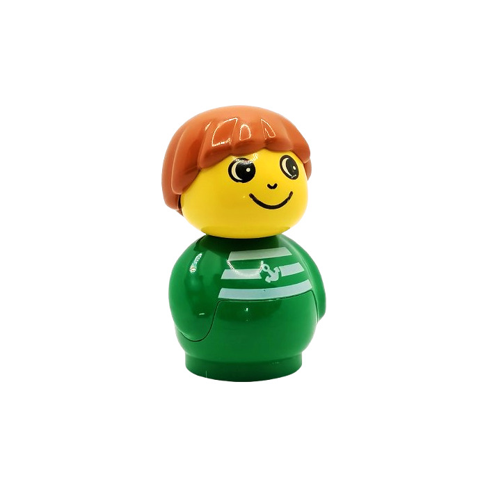 LEGO Primo Figure, Boy with Green Base, Green Top with Stripes and ...
