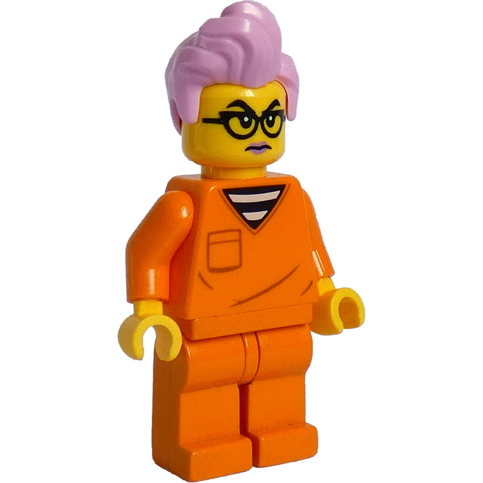 LEGO Prisoner (Female) with Orange Jumpsuit and Pink Hair Minifigure ...