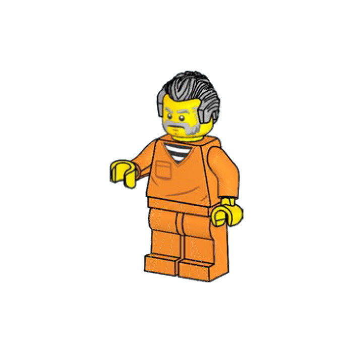 LEGO Prisoner (Male) with Orange Jumpsuit and Gray Hair and Beard ...
