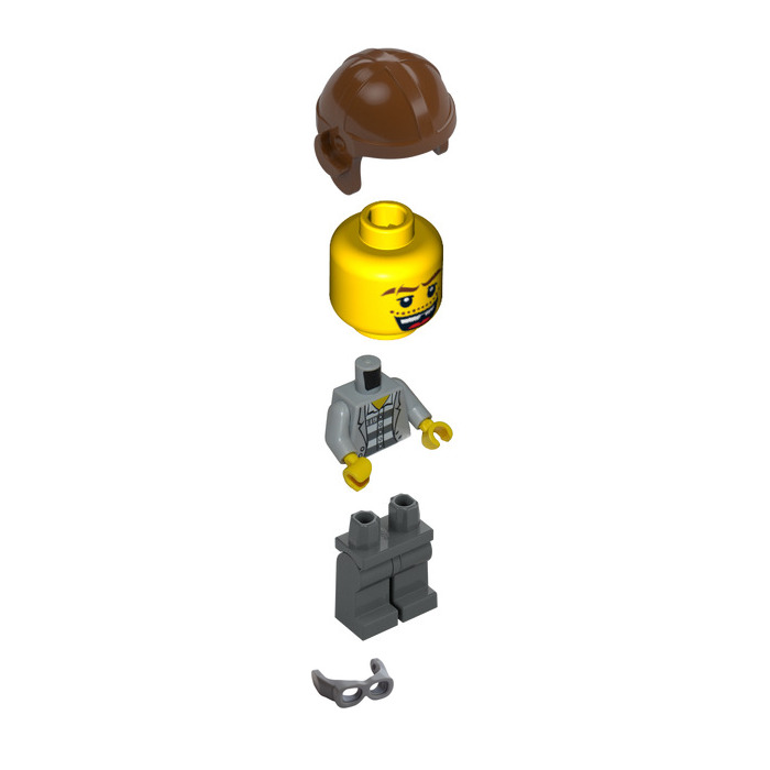 LEGO Prisoner with Missing Tooth, Aviator Hat and Goggles Minifigure ...