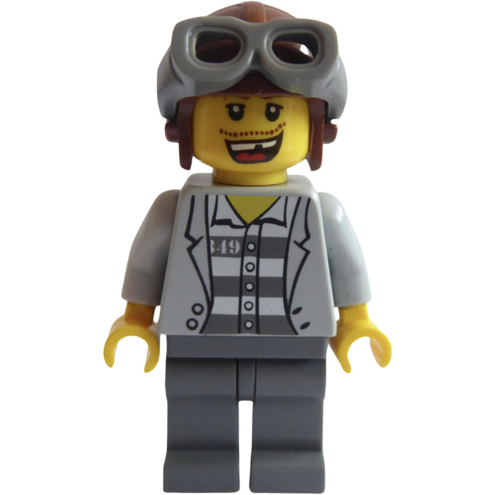 LEGO Prisoner with Missing Tooth, Aviator Hat and Goggles Minifigure ...