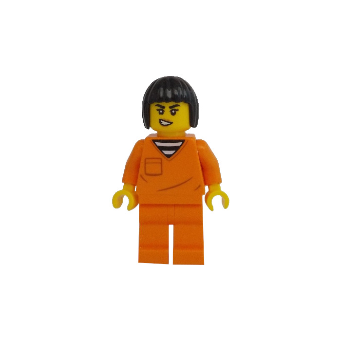 LEGO Prisoner with Orange Jumpsuit and Black Hair Minifigure Inventory ...
