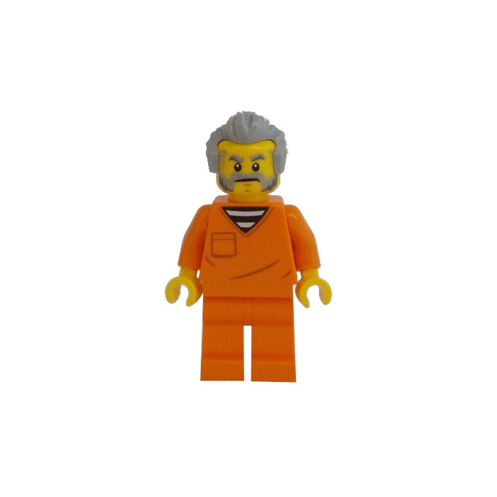 LEGO Prisoner with Orange Jumpsuit and Gray Hair and Beard Minifigure ...